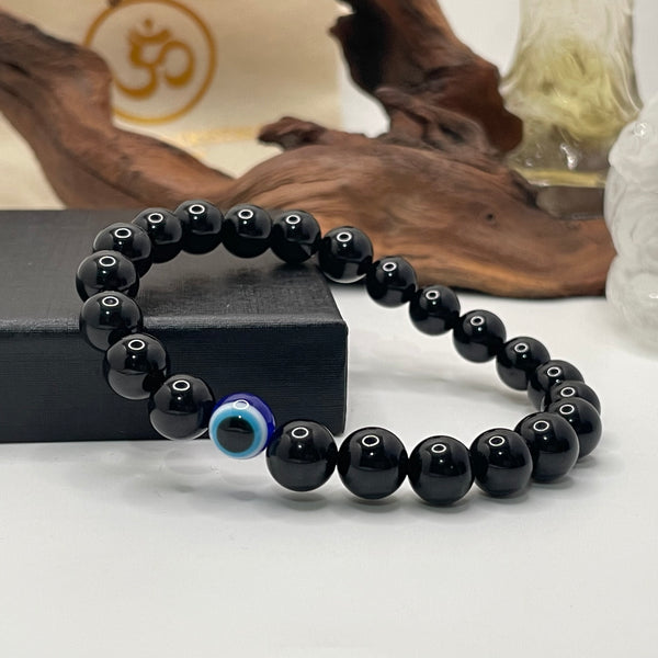 Authentic Real Onyx Evil Eye Bracelet – 5D Healing Crystals