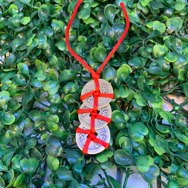 Authentic Chinese coins with red string – 5D Healing Crystals